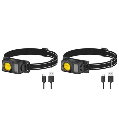 Lámpara De Cabeza Usb Led Cob Faro Tipo C Recargable Ipx4 Para Camping