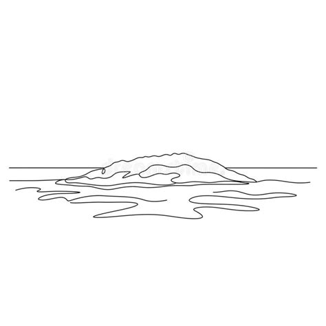 Minimalistic Line Drawing Of An Island Surrounded By Water The Island Appears Slightly Stock