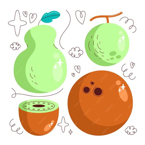 Фрукты Премиум векторы