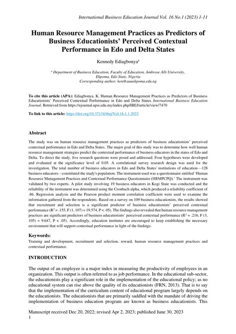 Pdf Human Resource Management Practices As Predictors Of Business