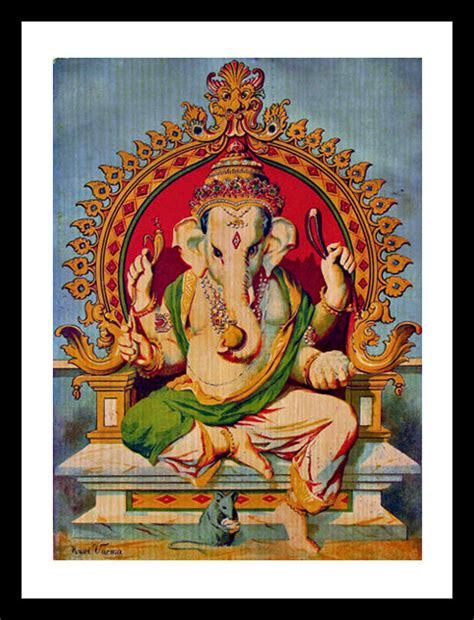 Set Of 3 Ganesh Lakshmi Saraswati Raja Ravi Varma Framed Digital