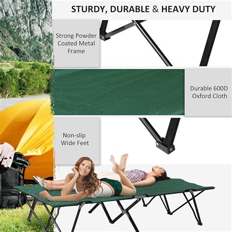 Two Person Folding Cot With Carry Bag Outsunny 76 Inch Double Wide