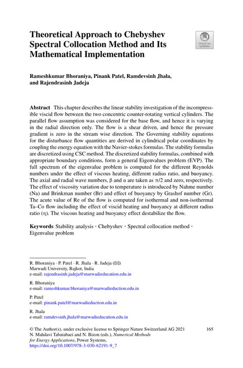 Pdf Theoretical Approach To Chebyshev Spectral Collocation Method And Its Mathematical