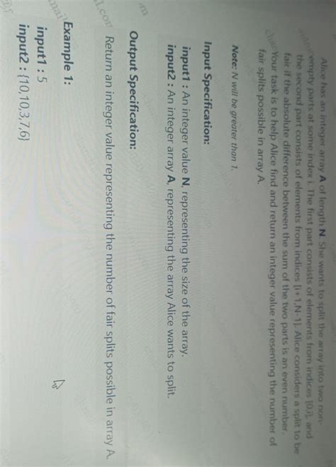 Alice Has An Integer Array A Of Length N Studyx