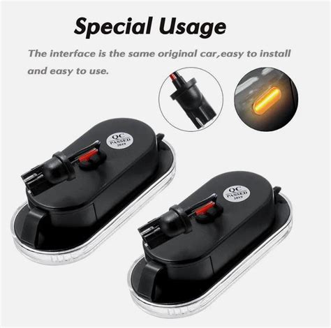 Pair Dynamic LED Side Indicator Smoke Turn Signal Light For VW FORD