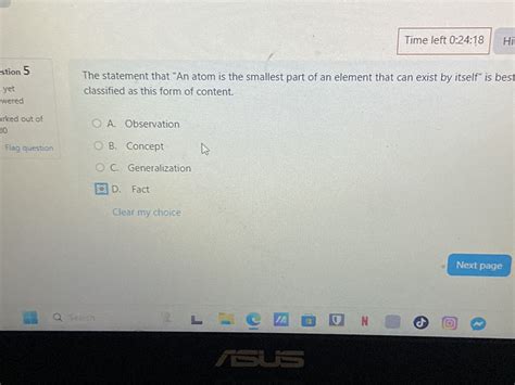 The Statement That An Atom Is The Smallest StudyX