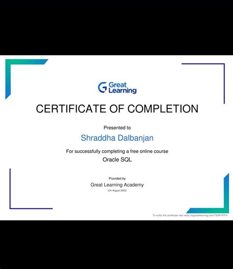 Shraddha Dalbanjan On Linkedin Greatlearningacademy Greatlearning Glacertificate