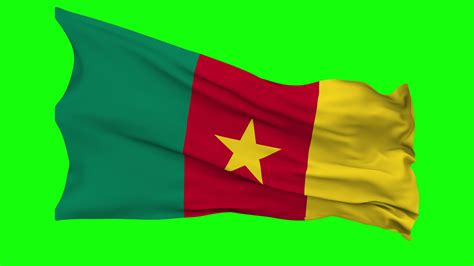 Cameroon Flag Waving Seamless Loop In Wind Chroma Key Green Screen