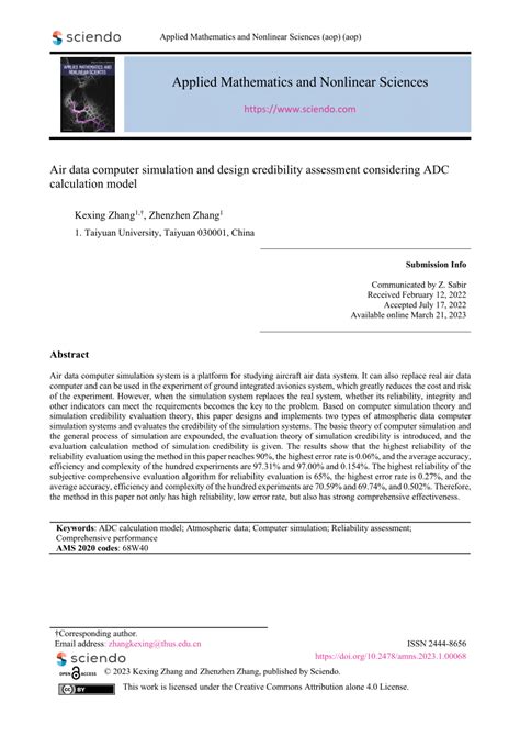 Pdf Air Data Computer Simulation And Design Credibility Assessment