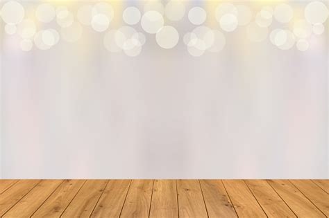 Bokeh 추상 배경에 나무 탁상용 원근법 밝은 은색의 흐릿한 공간이 있는 나무 바닥 벡터 일러스트 레이 션입니다 제품 발표 당
