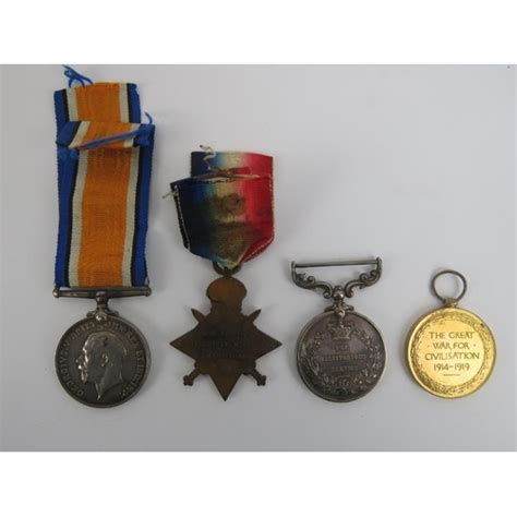 A Group Of Four Wwi British Military Medals Awarded To Ch1766 Wr