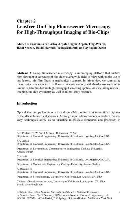 Pdf Lensfree On Chip Fluorescence Microscopy For High Throughput Imaging Of Bio Chips