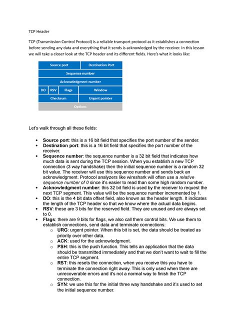 Flow Control And Buffering Tcp Header Tcp Transmission Control