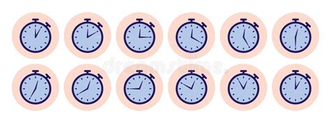 Timer Clock Icons Set From 5 Minutes To 60 Minutes Countdown Timer