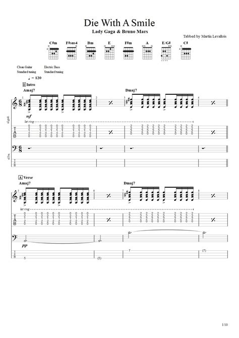 Guitar Chords With A Smile Die With A Smile Lady Gaga Bruno Mars