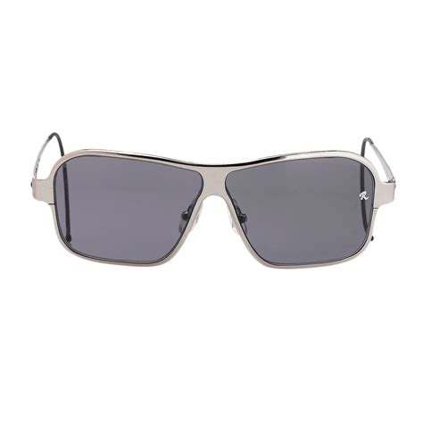 Raf Simons Unisex Raf19c4 Rectangular Aviator Sunglasses Silver