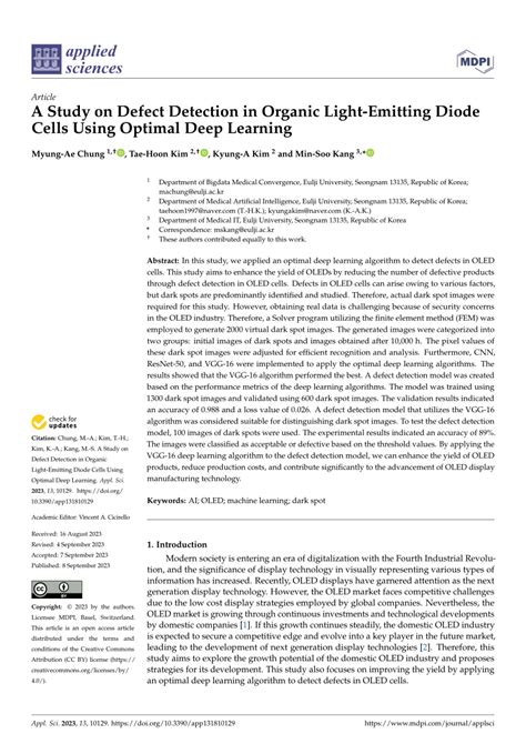 Pdf A Study On Defect Detection In Organic Light Emitting Diode Cells