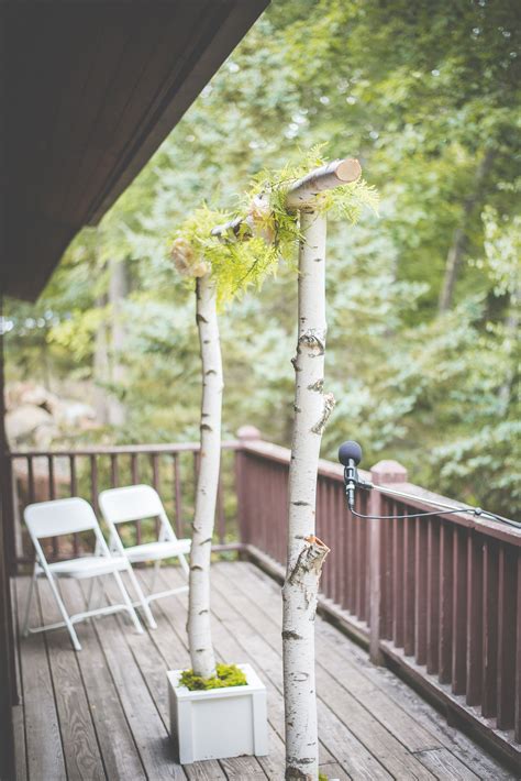 Homemade Log Arch Wedding