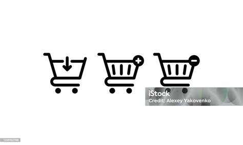 Ensemble Dicônes De Panier Dachat Symbole De Chariot De Supermarché