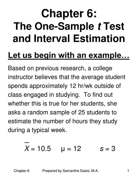 PPT Chapter The One Sample T Test And Interval Estimation PowerPoint Presentation ID