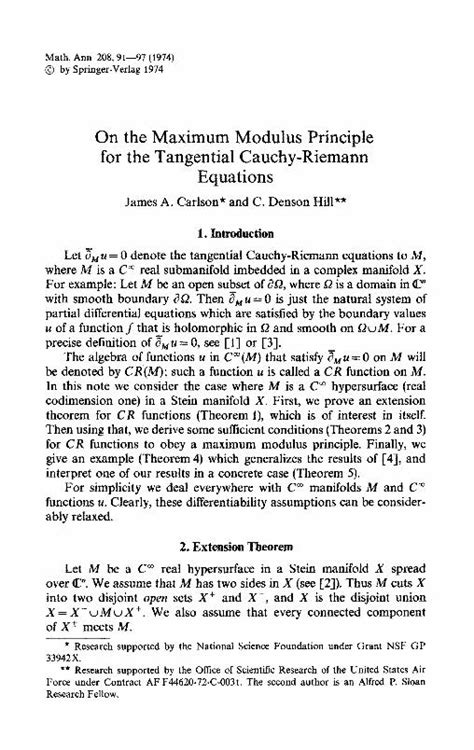 Pdf On The Maximum Modulus Principle For The Tangential Cauchy