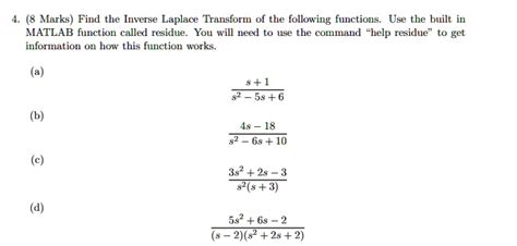 Solved 4 8 Marks Find The Inverse Laplace Transform Of The Following
