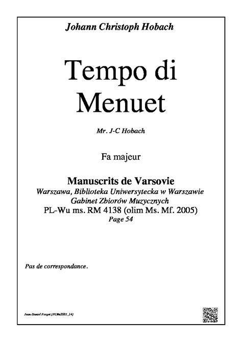 Hobach Johann Christoph Tempo Di Menuet Classical Guitar Library Classical Guitar Sheet Music