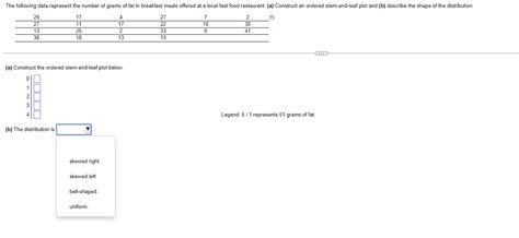 Solved A Construct The Ordered Stem And Leaf Plot Below