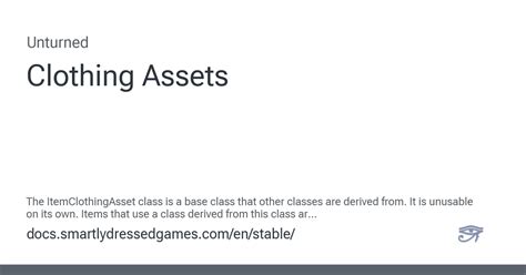Clothing Assets — Unturned 3x Documentation