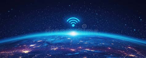 Global Wireless Connectivity Represented By A Satellite Above Earth S