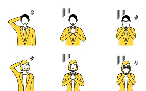 Premium Vector Simple Line Drawing Illustration Of A Man And Woman In Suits Set Of Troubled