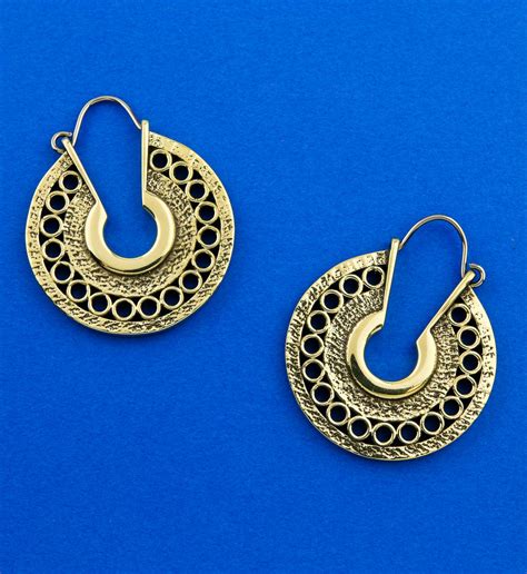 Alley Brass Disk Hangers Earrings