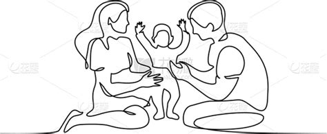 家庭母亲父亲概念儿童线条画人父母直的坐素材 花瓣网