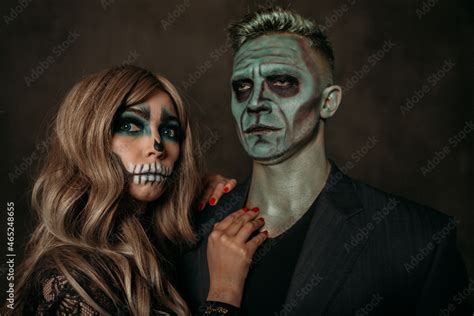 The Image Of A Skeleton Girl And The Image Of A Frankenstein Man On