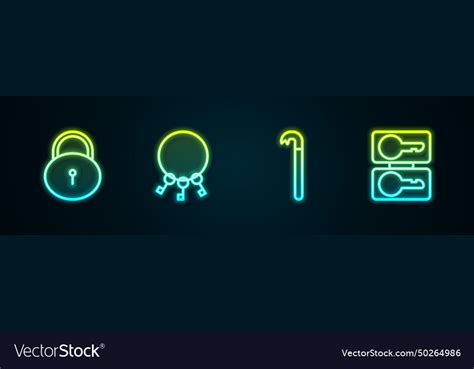 Set Line Lock Bunch Of Keys Crowbar And Casting Vector Image