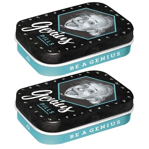 2x Nostalgic Art 6cm Mint Tin Box Einstein Genius Pills Fresh Breath