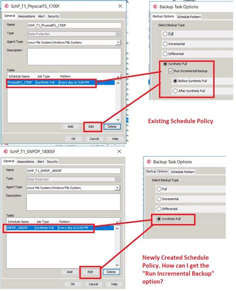 Finding The Run Incremental Backup Check Box On Synthetic Full Backup Type Community
