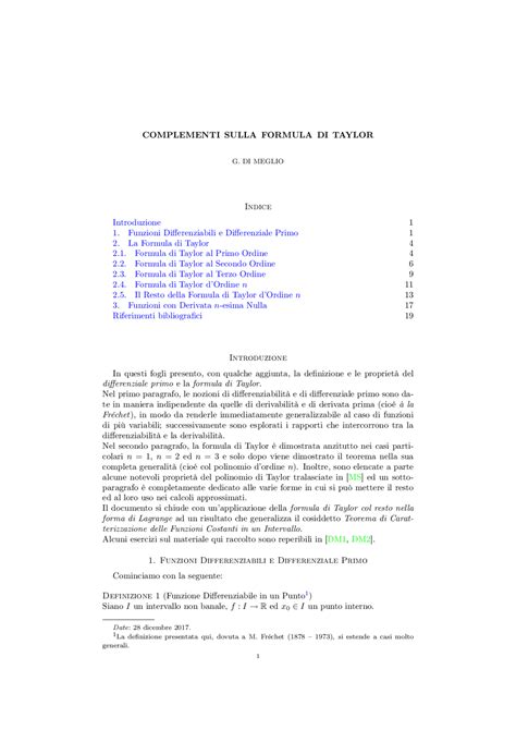 Appunti Formula Di Taylor Docsity
