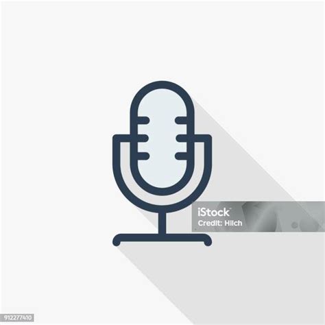 마이크 선 평면 색상 아이콘입니다 선형 벡터 기호입니다 화려한 긴 그림자 디자인입니다 Performing Arts Event에 대한 스톡 벡터 아트 및 기타 이미지