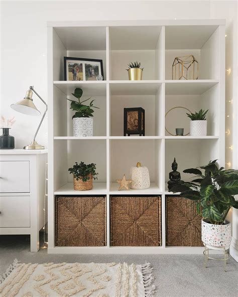 Restyled Ikea Kallax Bookcase With Plants And Baskets