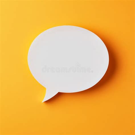 Flat White Speech Bubble Design On Textured Orange Background For Minimalist Communication Stock