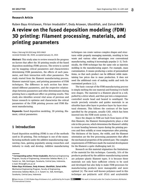 pdf a review on the fused deposition modeling fdm 3d printing