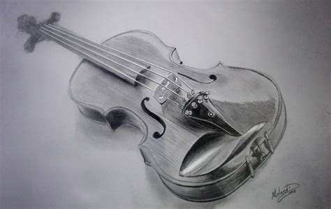 Realistic Violin Drawing
