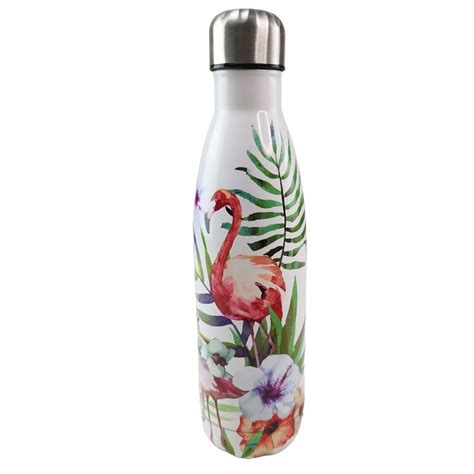 Garrafa Termica Estampa Flamingo Flores Inox 500ml Florido Floral