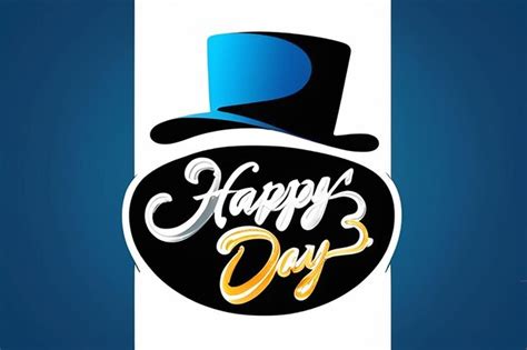 Abstract Happy Fathers Day Handwritten Logo Design Fathers Day Hat