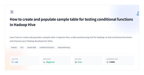 How To Create And Populate Sample Table For Testing Conditional Functions In Hadoop Hive Labex