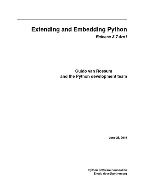 Extending And Embedding Python Release 374rc1 Pdf Parameter