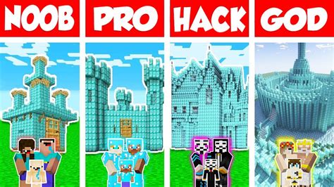 Minecraft NOOB Vs PRO Vs GOD CASTLE HOUSE BUILD CHALLENGE In Minecraft Animation YouTube