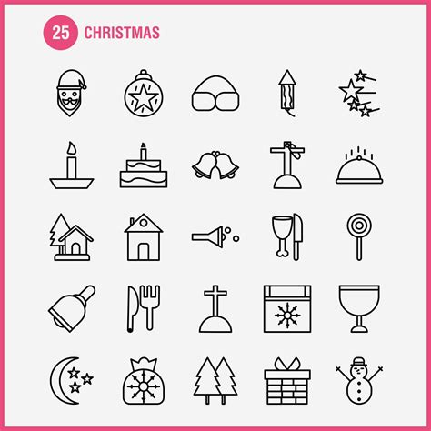 Christmas Line Icons Set For Infographics Mobile Uxui Kit And Print