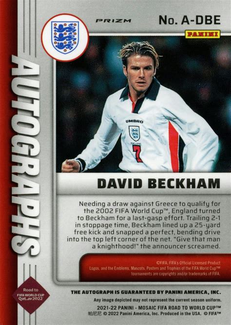 202122 Panini Mosaic Fifa Road To The World Cup David Beckham Prizm
